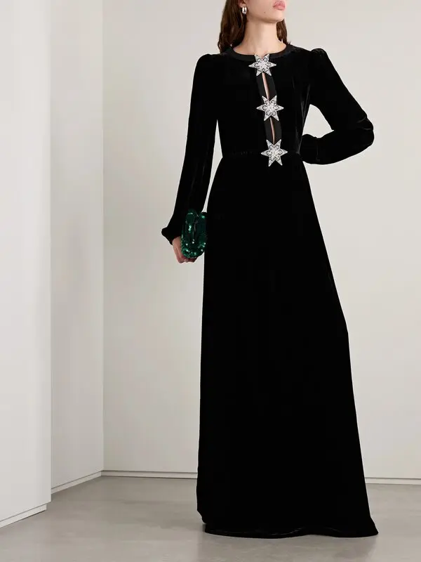 Saloni Camille Embellished Velvet Gown