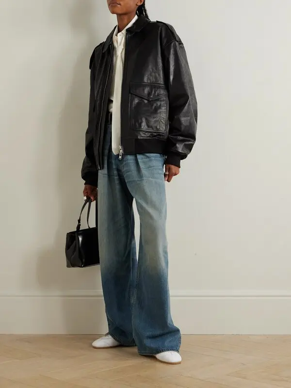 THE FRANKIE SHOP Viper Oversized Leather Bomber Jacket