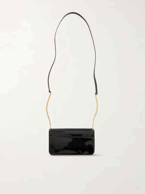 Saint Laurent Cassandre Strap Patent-leather Phone Case - Black
