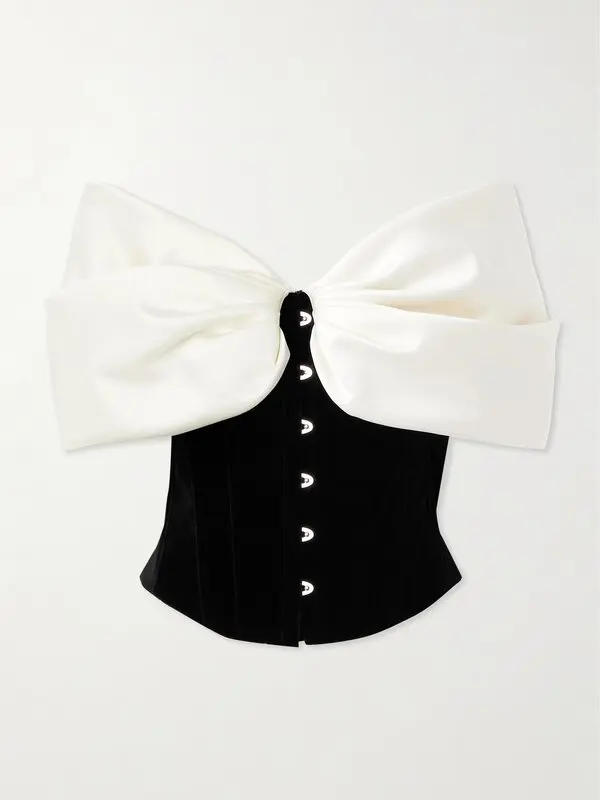 Costarellos Rosamund Bow-detailed Bustier Top - Black