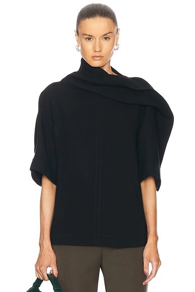 Bottega Veneta Draped Neck Top - Black