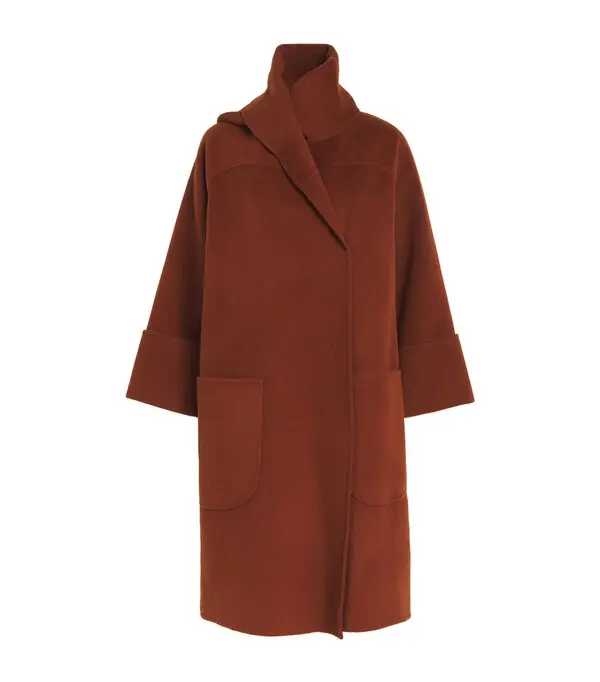 WOLK MORAIS Cashmere High Neck Coat - Brown