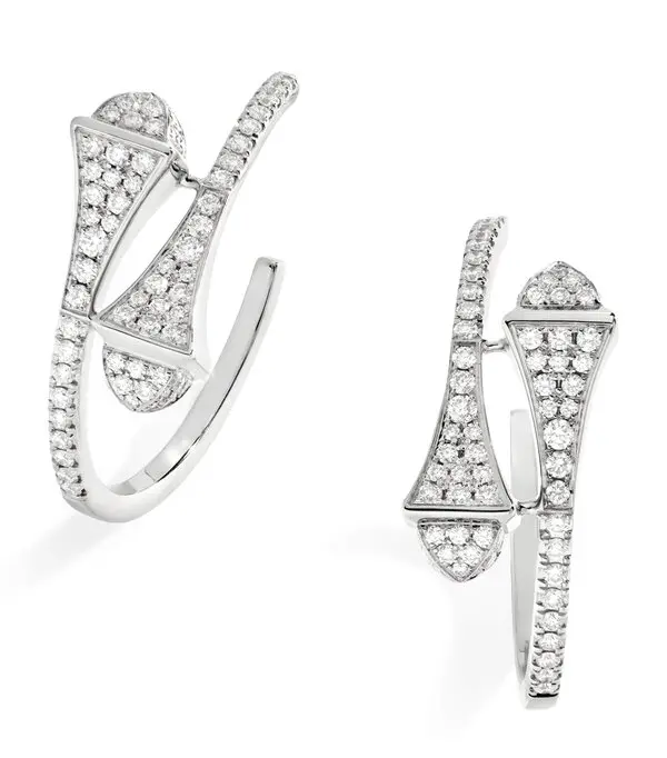 MARLI NEW YORK Small Gold And Diamond Cleo Hoop Earrings - White