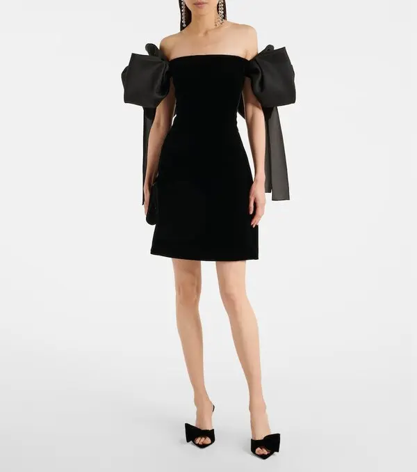 Carolina Herrera Off-shoulder Mini Dress With Bow Accents