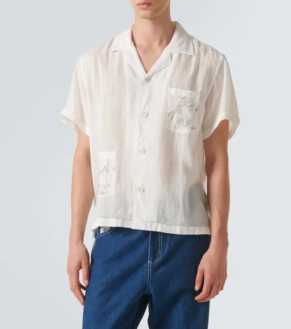 BODE Skiers Linen Bowling Shirt