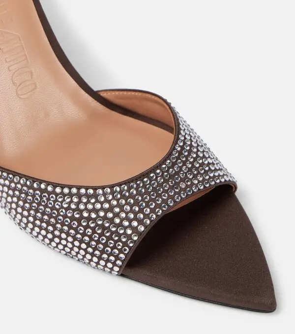 Attico Ester 95 Embellished Satin Mules Dark