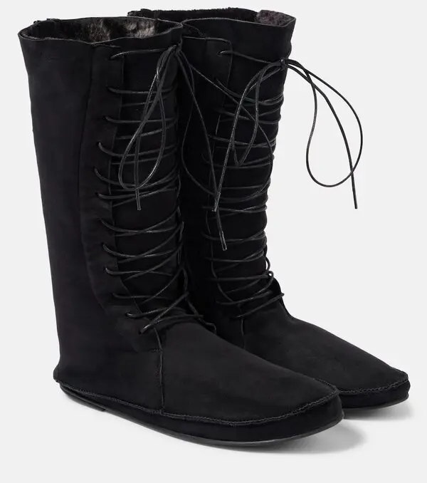 THE ROW Tyler Suede Lace-up Boots - Black