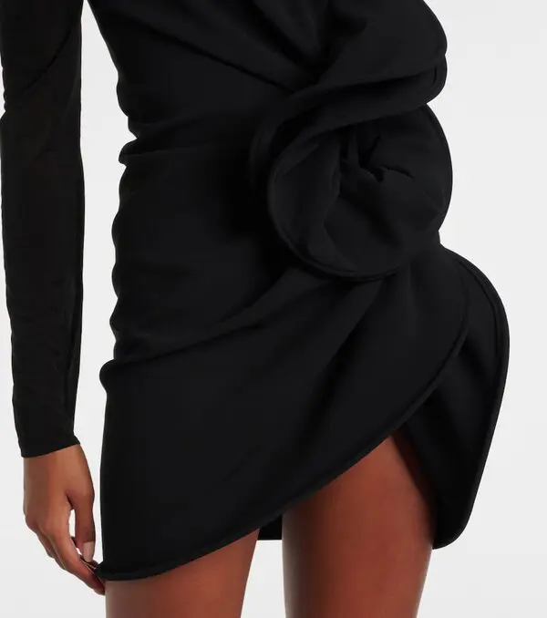 Magda Butrym Gathered Sheer Wool-blend Minidress