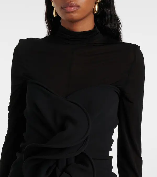 Magda Butrym Gathered Sheer Wool-blend Minidress