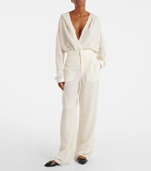 Alaïa High-rise Wool-blend Wide-leg Trousers