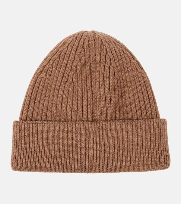 Loewe Logo Ribbed-knit Wool-blend Beanie - Brown