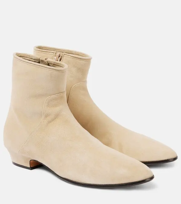 THE ROW Suede Ankle Boots - Beige