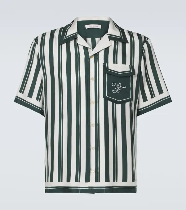 WALES BONNER June Striped Silk Bowling Shirt - Green