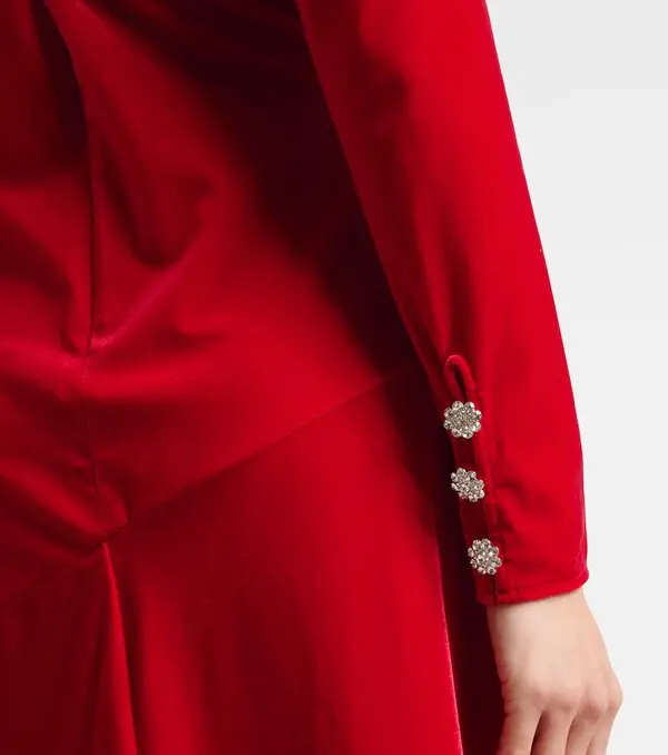 GANNI Velvet Jersey Midi Dress