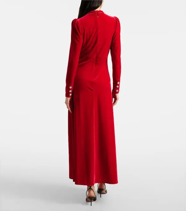 GANNI Velvet Jersey Midi Dress