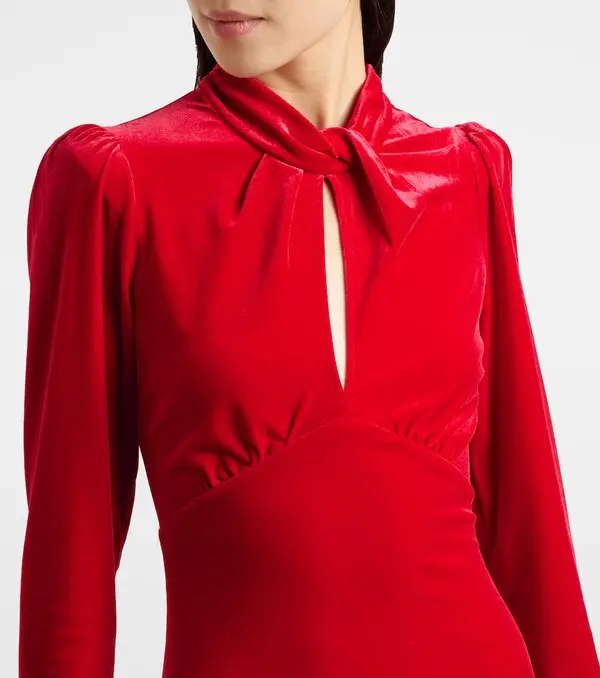 GANNI Velvet Jersey Midi Dress