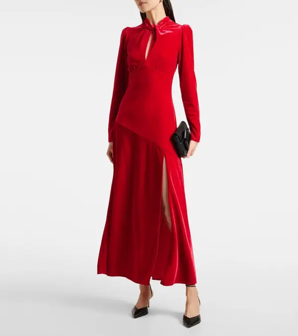 GANNI Velvet Jersey Midi Dress