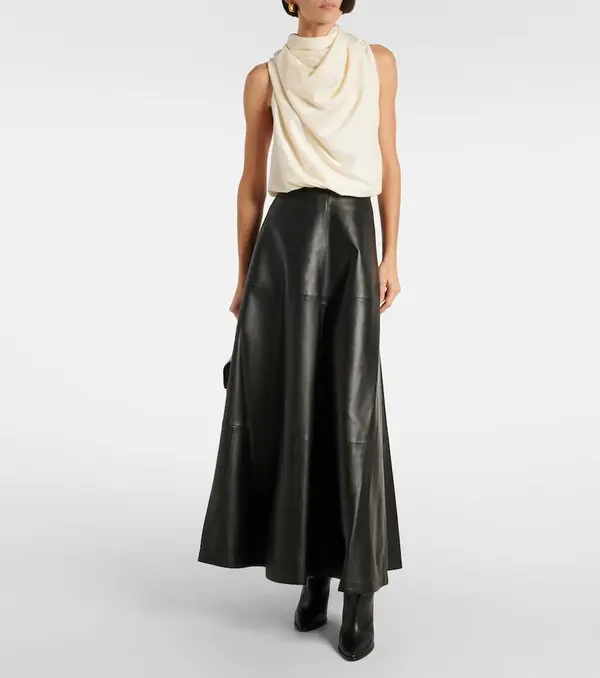 Altuzarra Varda Leather Midi Skirt