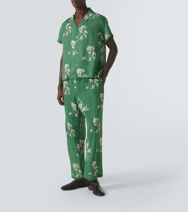 BODE Football Silhouette Linen Shirt