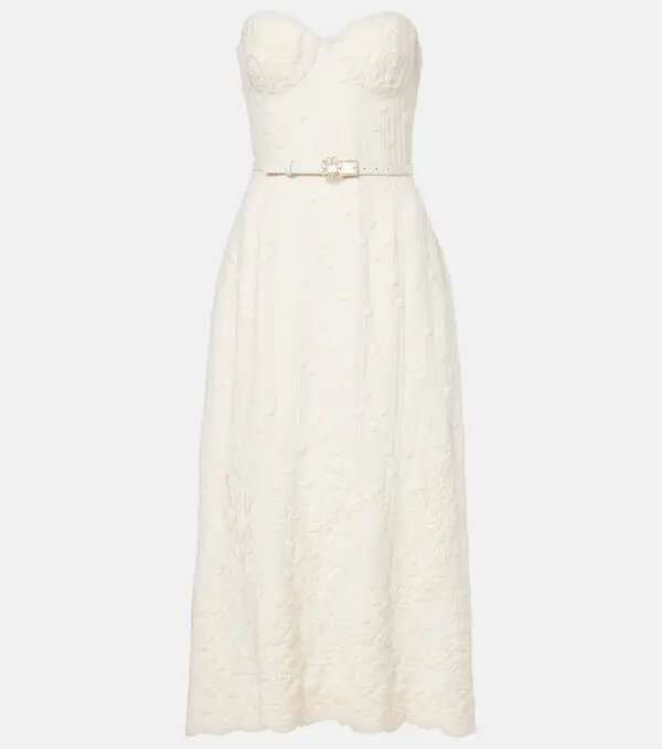 Elie Saab Embroidered Cady Midi Dress