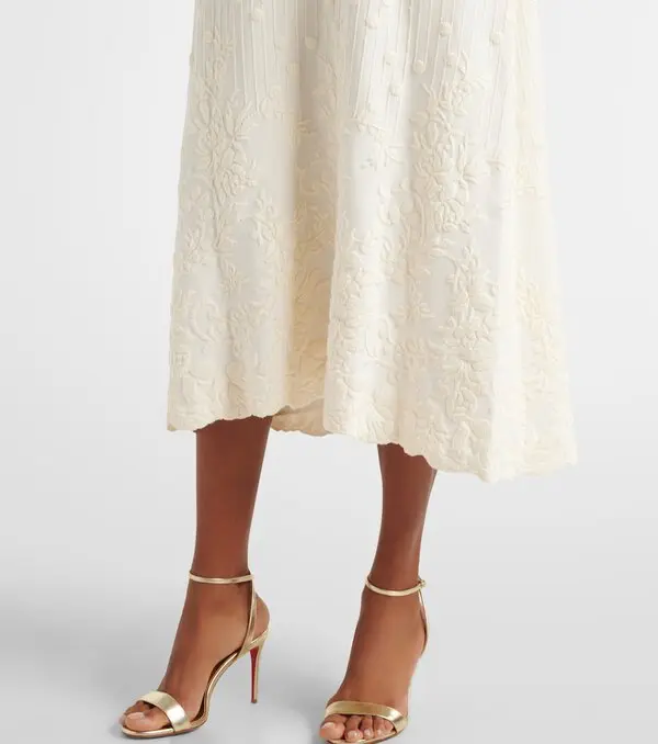 Elie Saab Embroidered Cady Midi Dress