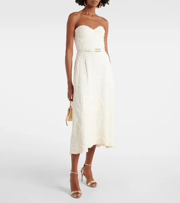 Elie Saab Embroidered Cady Midi Dress