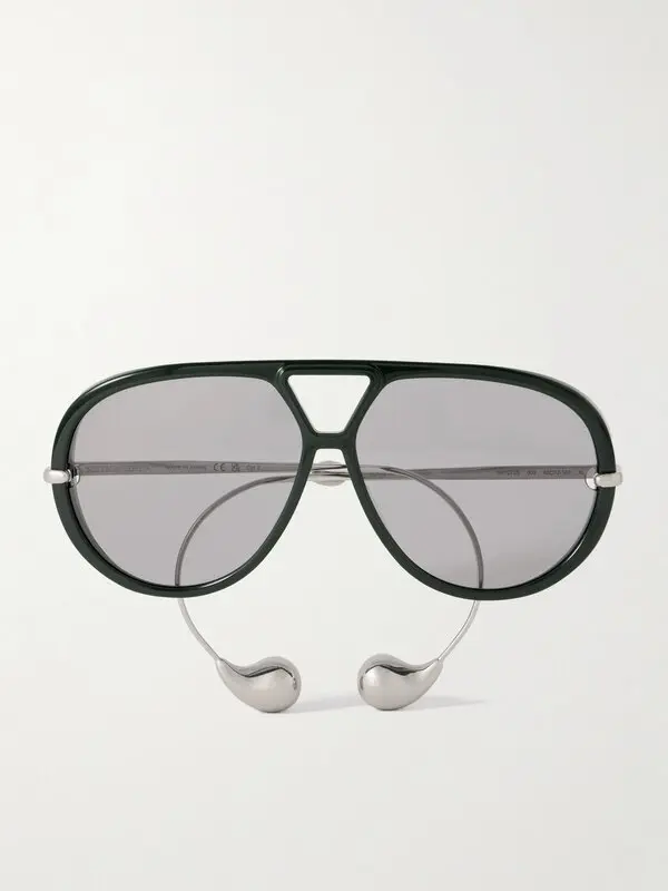 Bottega Veneta Embellished Aviator Sunglasses - Silver