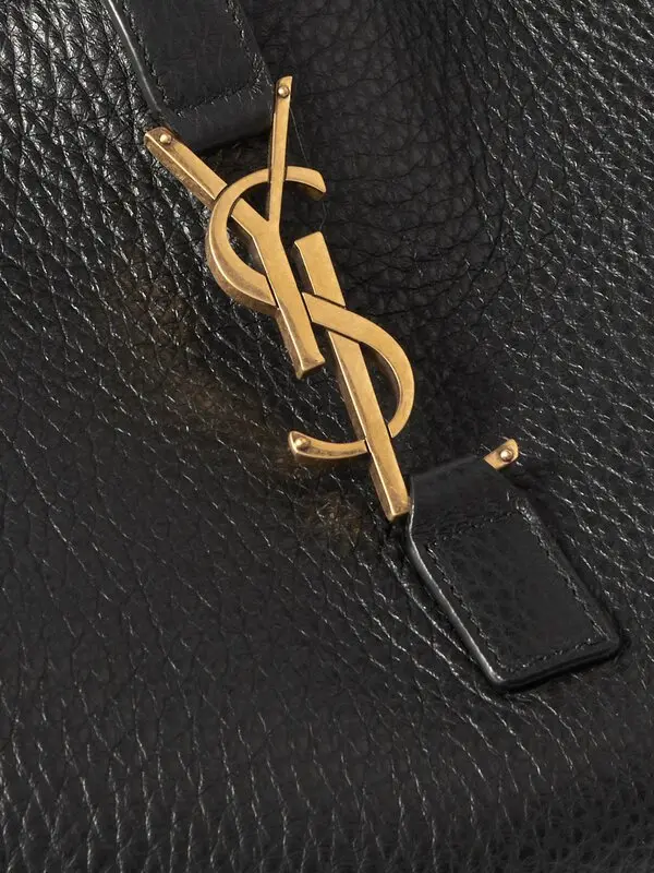 Saint Laurent Le 5 À 7 Bea Textured Leather Tote - Black
