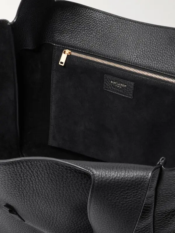 Saint Laurent Le 5 À 7 Bea Textured Leather Tote - Black