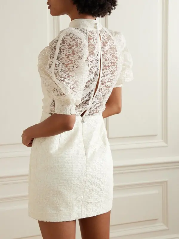 ROTATE BY BIRGER CHRISTENSEN Recycled Plissé-lace Mini Dress