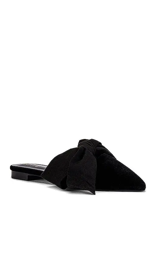 Raye Velvet Bow Detail Pointed Toe Slide Flats