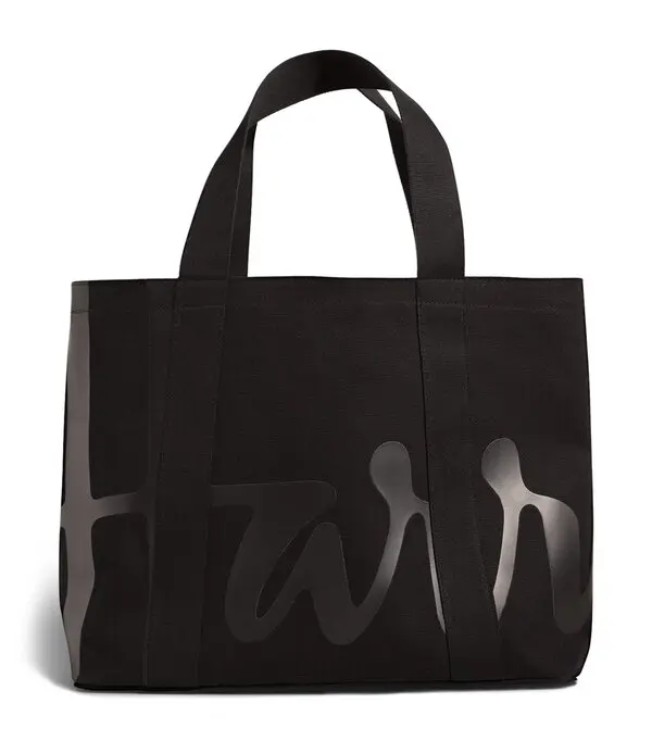 Harrods Medium Cotton Logo Tote Bag - Black