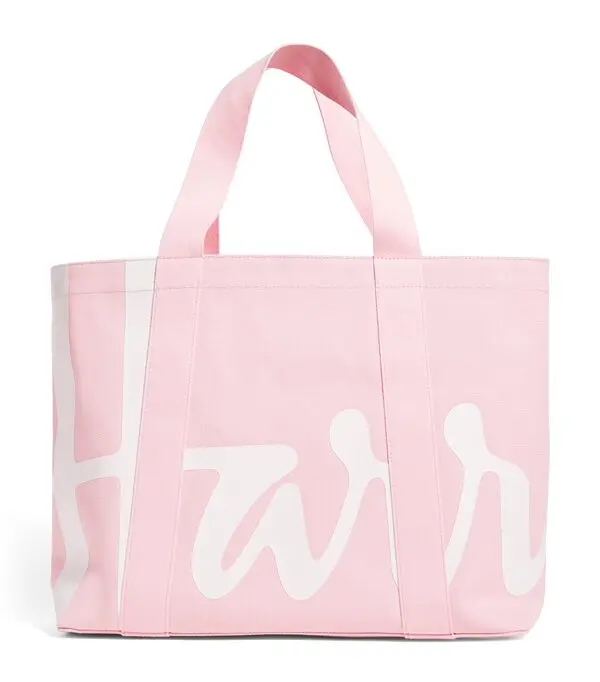 Harrods Medium Cotton Logo Tote - Pink