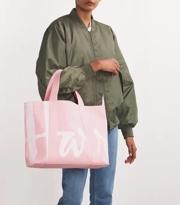 Harrods Medium Cotton Logo Tote Bag - Pink