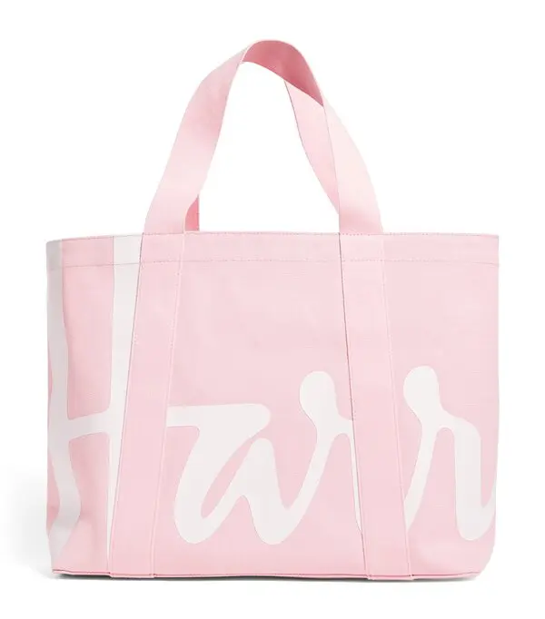 Harrods Medium Cotton Logo Tote Bag - Pink