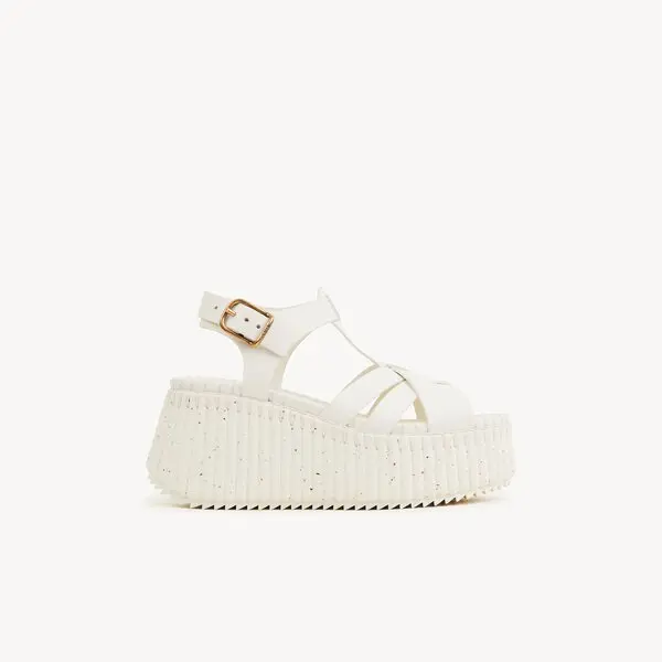Chloé Nama Wedge Sandals - Eggshell