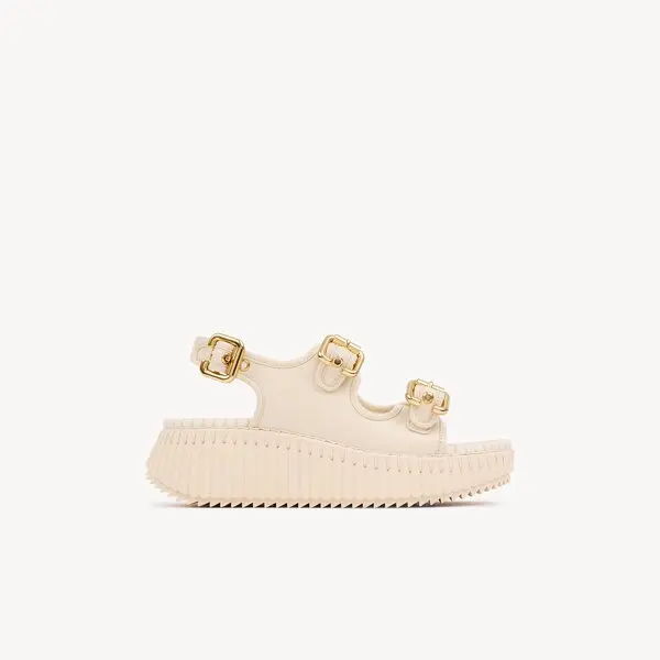 Chloé Nama Wedge Sandals - Eggshell