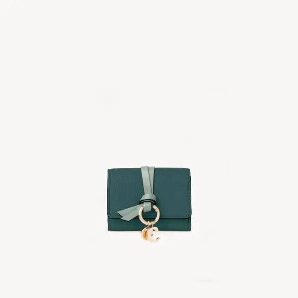 Chloé Mini Alphabet Tri-fold In Grained Leather - Tornado Blue