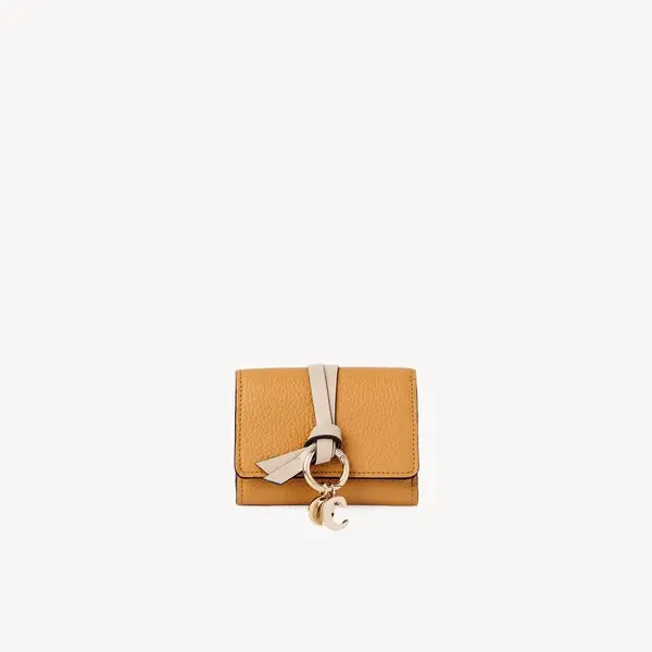 Chloé Mini Alphabet Tri-fold In Grained Leather - Whispering Orange