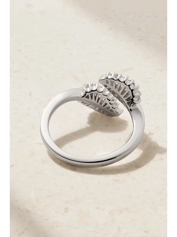 ANITA KO Small Palm Leaf 18-karat White Gold Diamond Ring - Silver