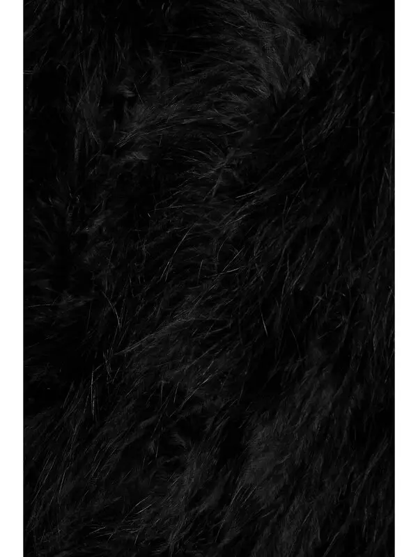 YVES SALOMON Feather-embellished Silk-satin Vest - Black