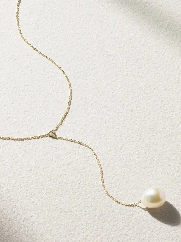 Mizuki 14k Pearl And Diamond Necklace - Gold