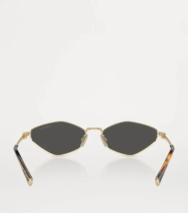 Miu Miu Tone Geometric Frame Sunglasses - Gold