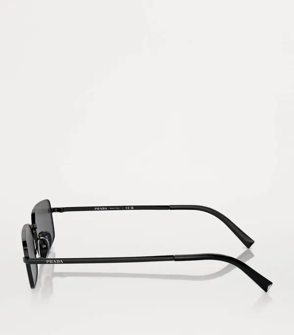 Prada Metal Rectangular Frame Sunglasses - Black