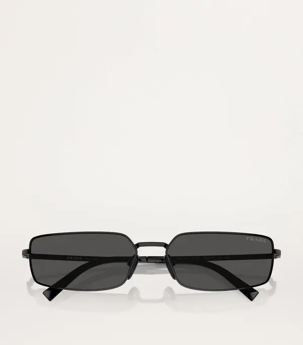 Prada Metal Rectangular Frame Sunglasses - Black