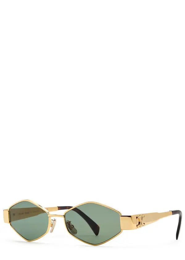 Celine Triomphe Hexagonal-frame Sunglasses - Gold
