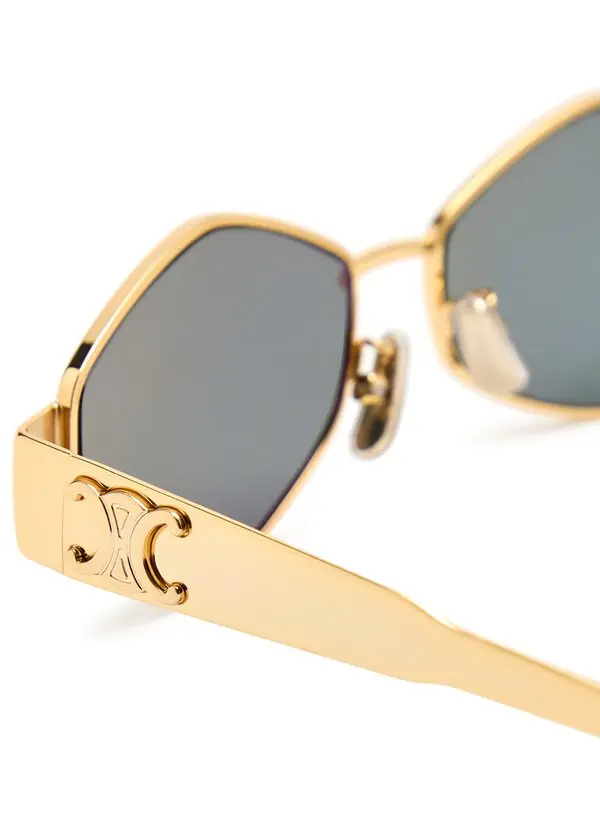 Celine Triomphe Hexagonal-frame Sunglasses - Gold