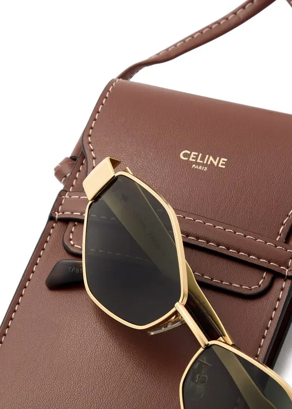 Celine Triomphe Hexagonal-frame Sunglasses - Gold