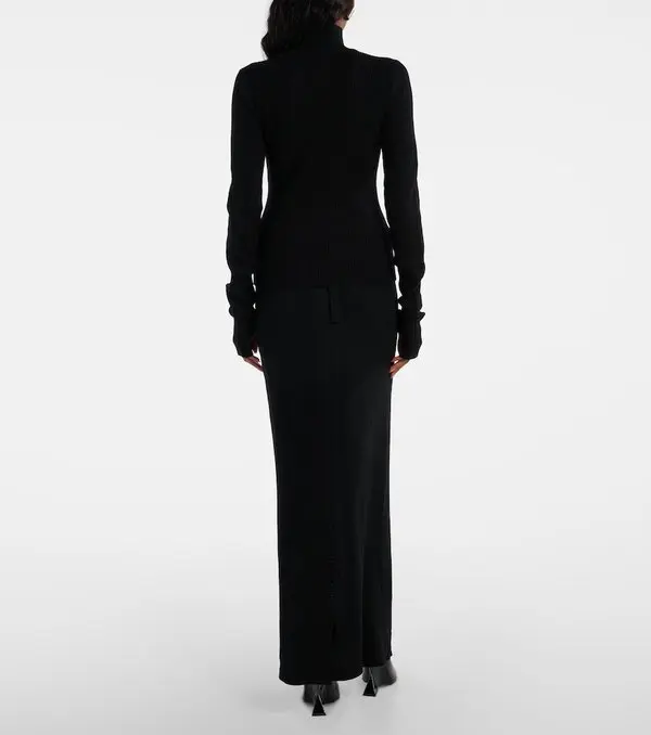 DIDU Cutout Ribbed-knit Turtleneck Top