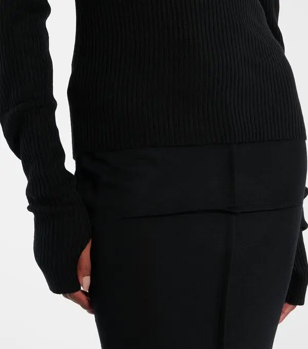 DIDU Cutout Ribbed-knit Turtleneck Top